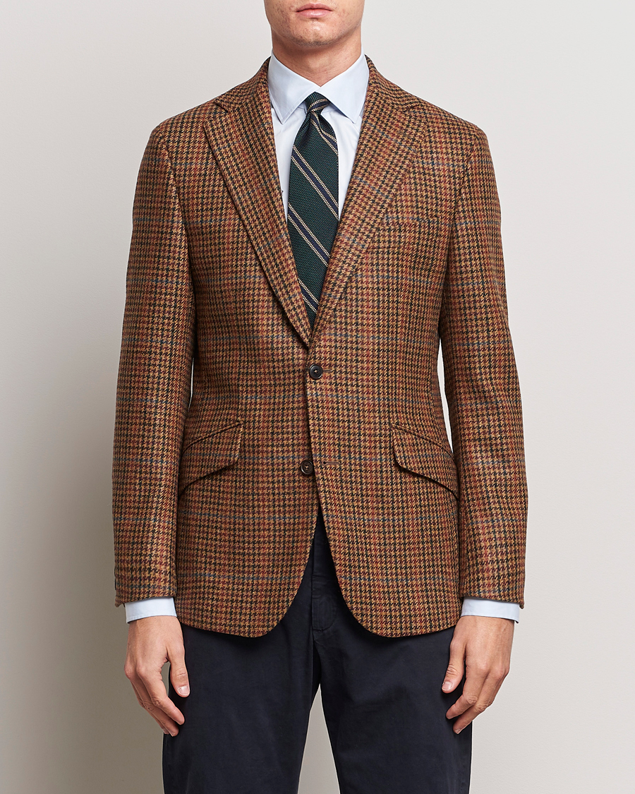 Walker Slater Edward Lambswool Houndstooth Blazer Tan at CareOfCarl.com