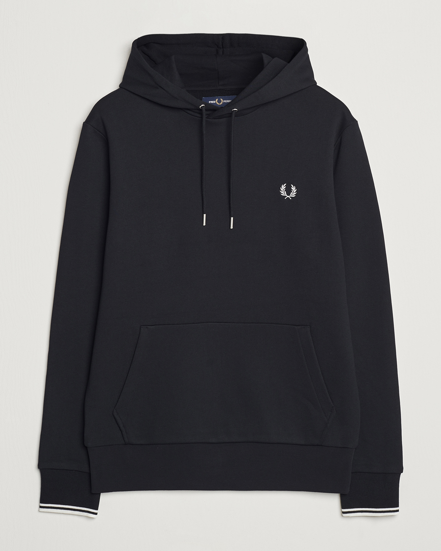 Fred Perry Tipped Hoodie Black at CareOfCarl.com