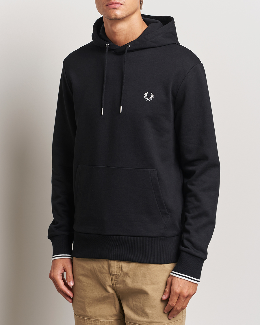 Fred Perry Tipped Hoodie Black at CareOfCarl.com