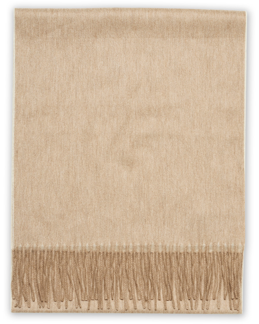 Begg & Co Arran Reversible Cashmere Scarf Stone/White at CareOfCarl.com