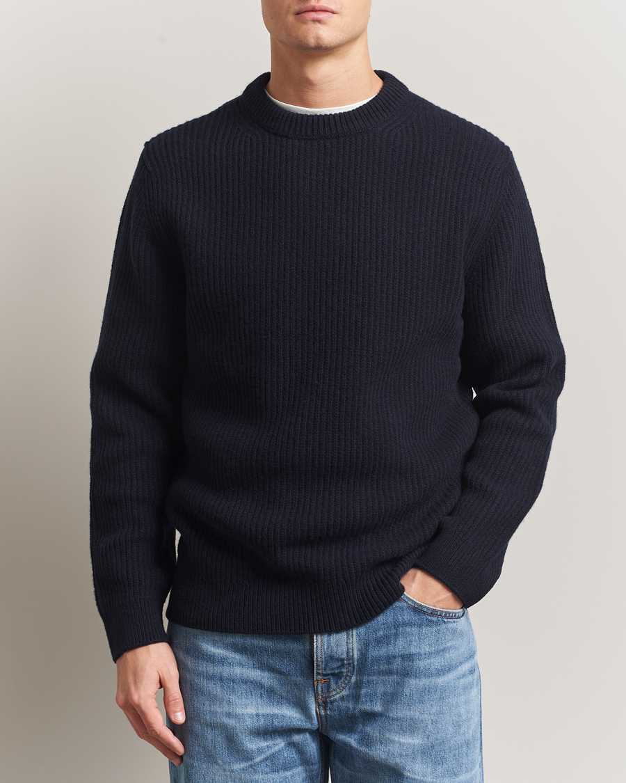 Armor-lux Pull RDC Wool Structured Knitted Sweater Navy at CareOfCarl.com