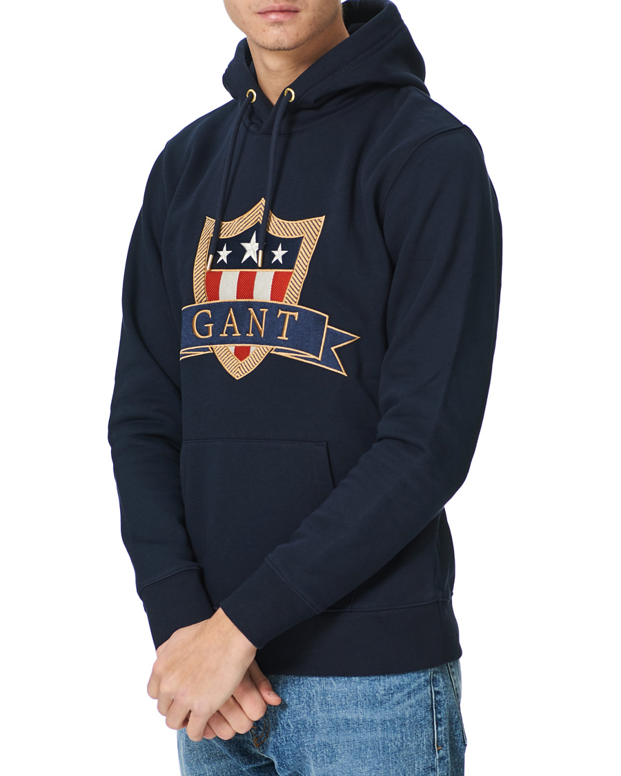 GANT Banner Shield Hoodie Evening Blue at CareOfCarl.com
