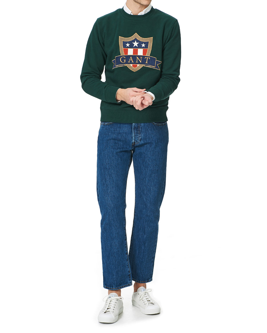 GANT Banner Shield Crew Neck Tartan Green at CareOfCarl.com