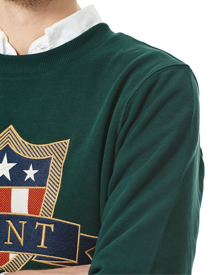 GANT Banner Shield Crew Neck Tartan Green at CareOfCarl.com