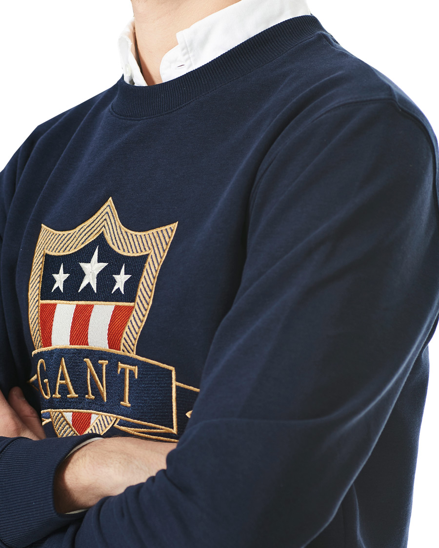 GANT Banner Shield Crew Neck Evening Blue at CareOfCarl.com