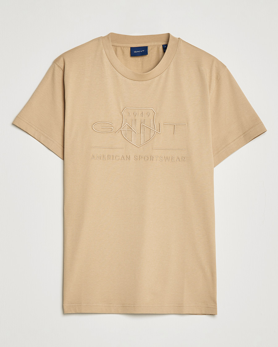 GANT Tonal Archive Shield Crew Neck Tee Hazelwood Beige at CareOfCarl.com