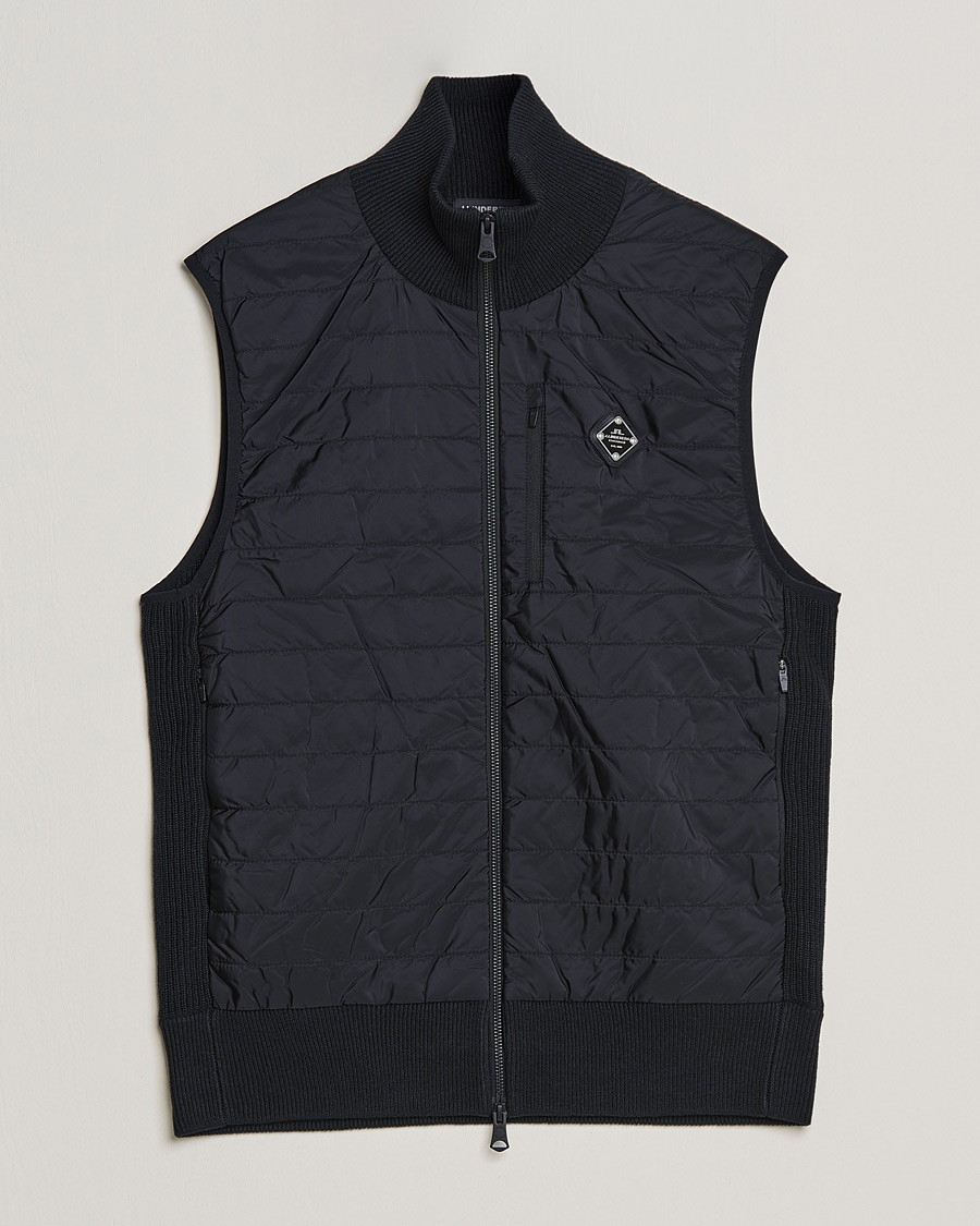 J.Lindeberg Becket Knitted Hybrid Zip Vest Black at CareOfCarl.com