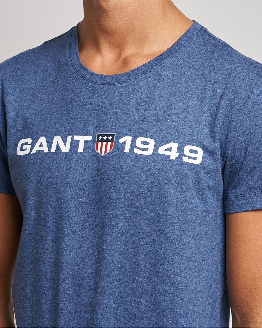GANT Retro Shield Crew Neck T-Shirt Marine Melange at CareOfCarl.com