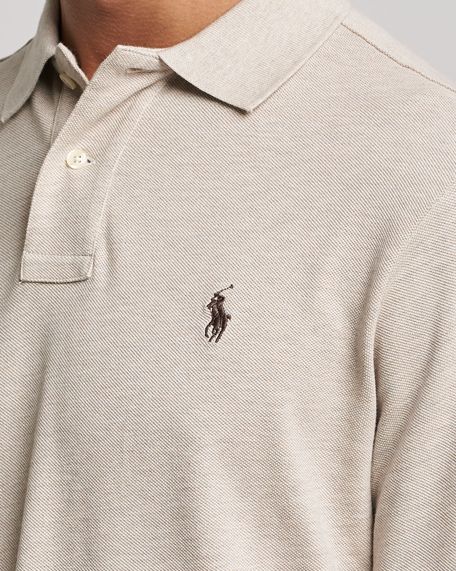 Polo Ralph Lauren Custom Slim Fit Long Sleeve Polo Dune Heather at CareOfCa