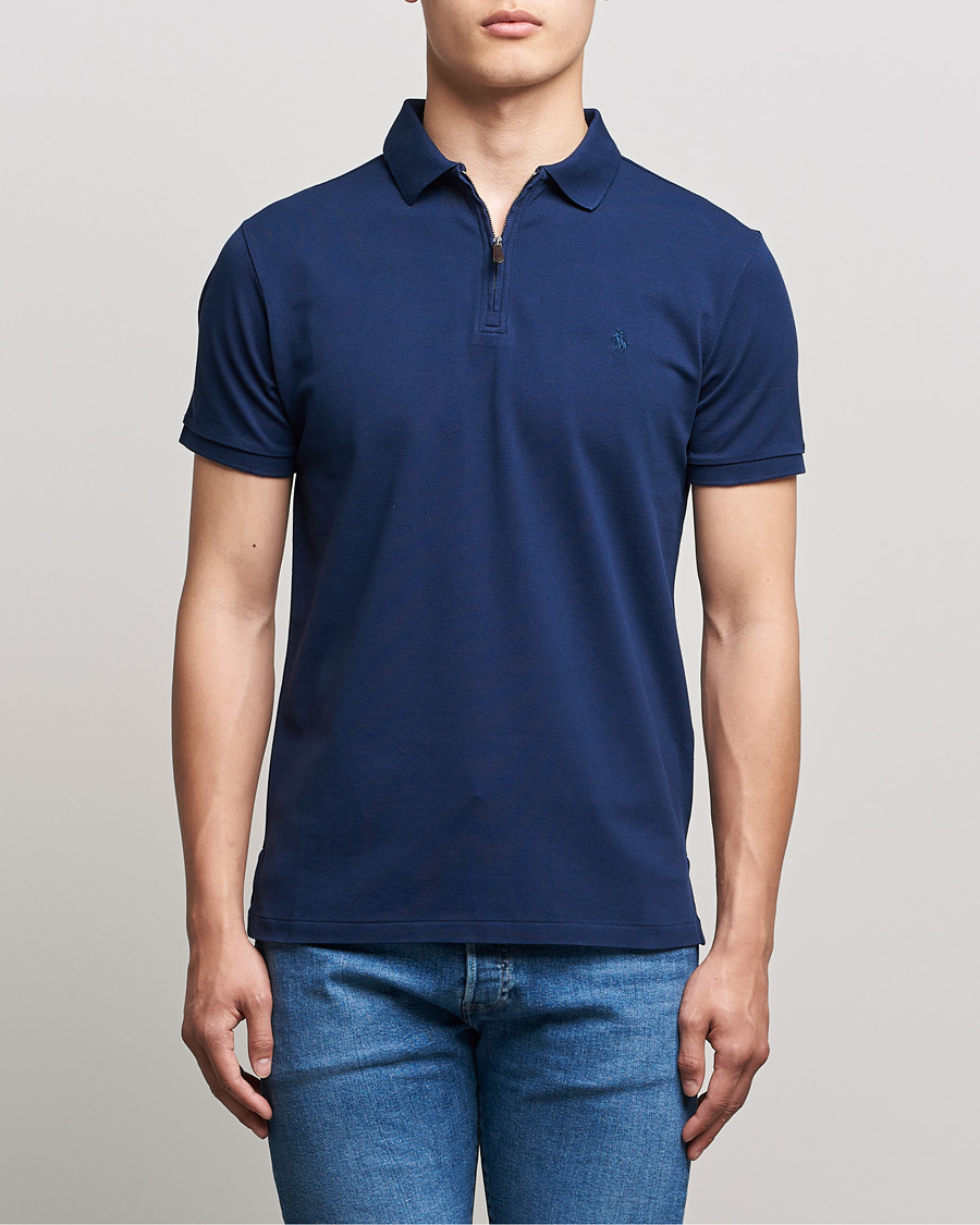 Polo Ralph Lauren Custom Slim Fit Half Zip Polo French Navy at CareOfCarl.c