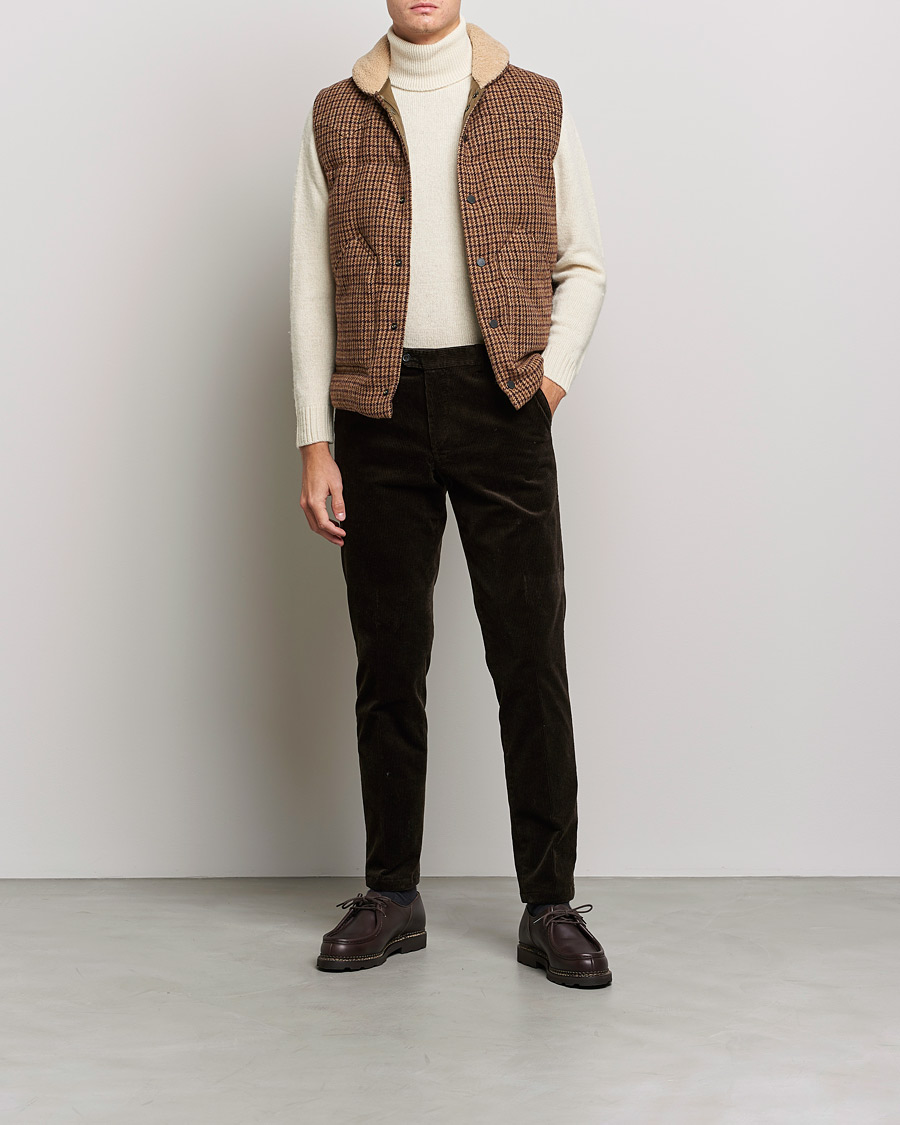 Valstar Tweed Shearling Vest Brown Check at CareOfCarl.com