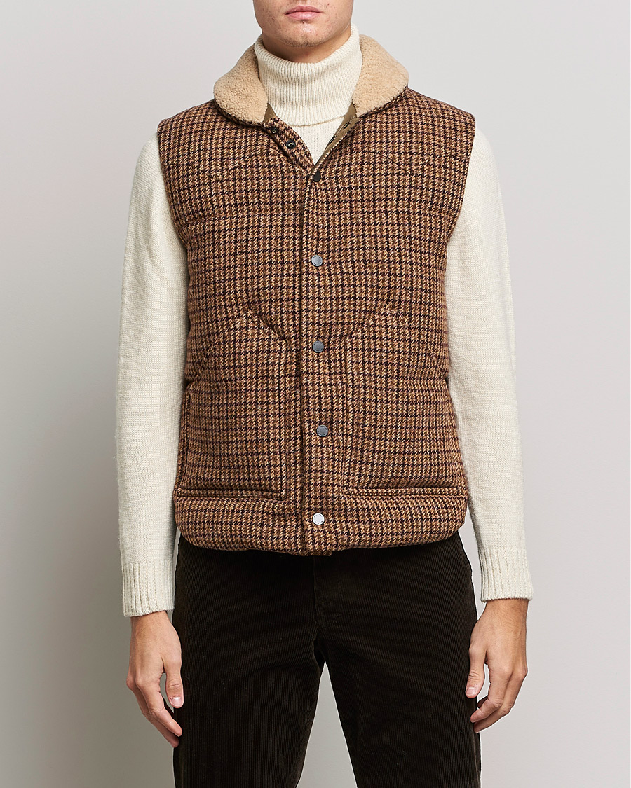 Valstar Tweed Shearling Vest Brown Check at CareOfCarl.com