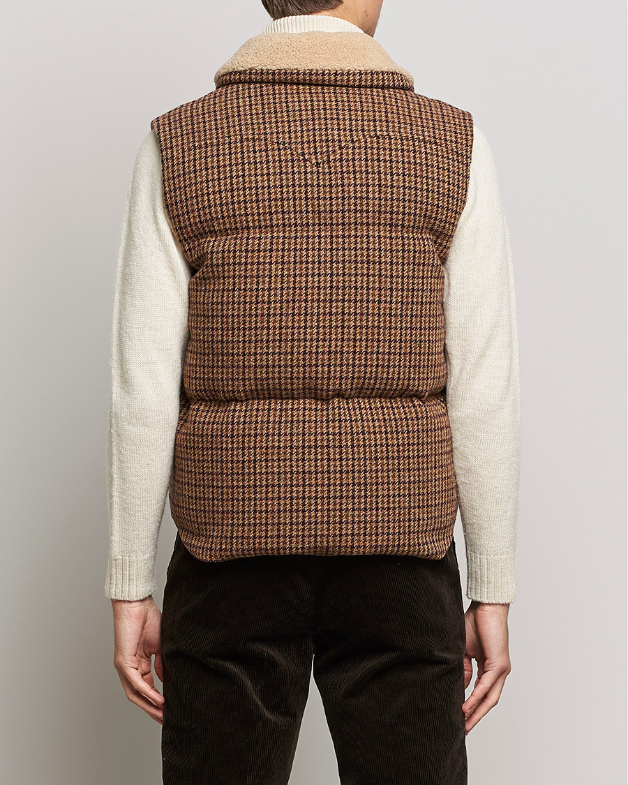 Valstar Tweed Shearling Vest Brown Check at CareOfCarl.com