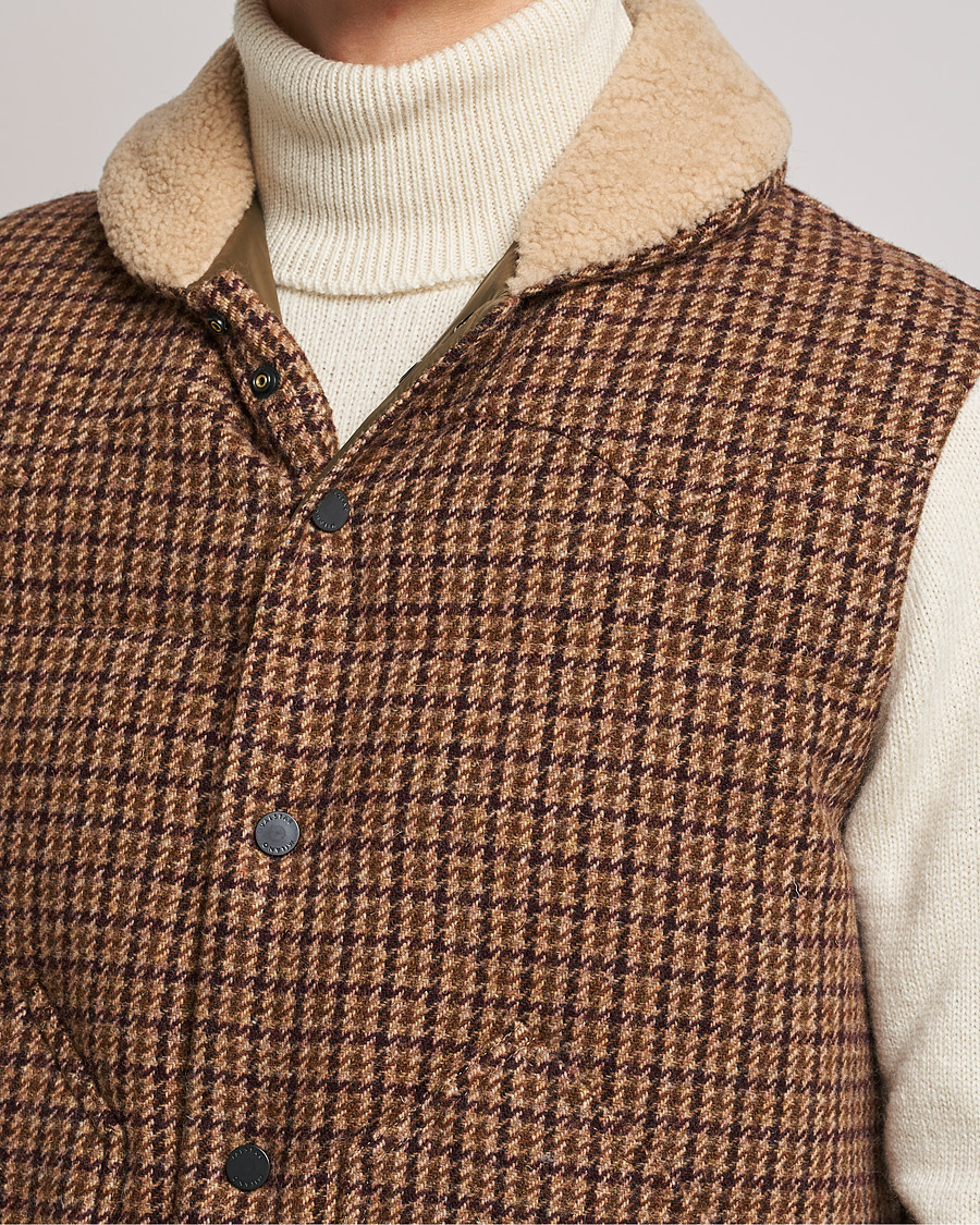 Valstar Tweed Shearling Vest Brown Check at CareOfCarl.com