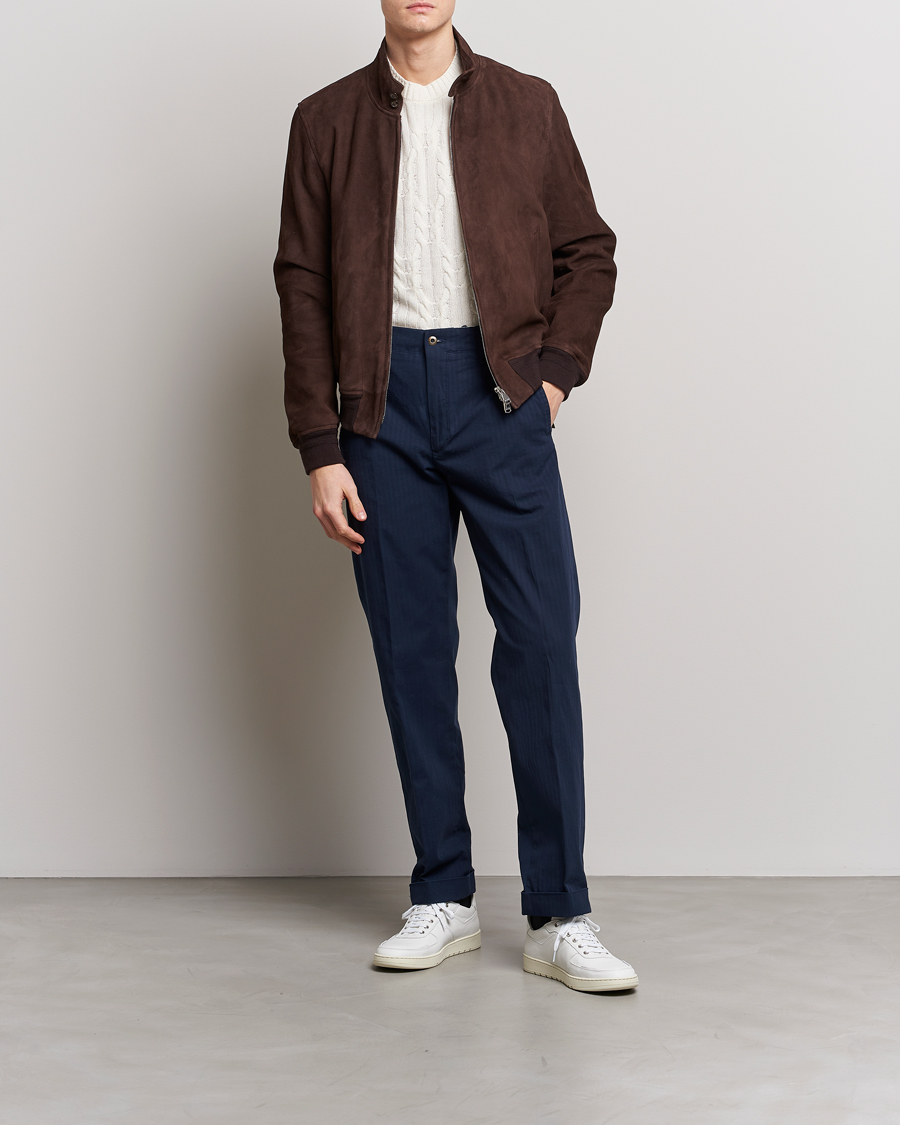 Incotex Regular Fit Herringbone Chinos Navy at CareOfCarl.com