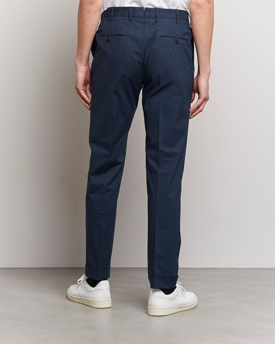Incotex Carrot Fit Popelino Lightweight Cotton Trousers Navy at CareOfCarl.