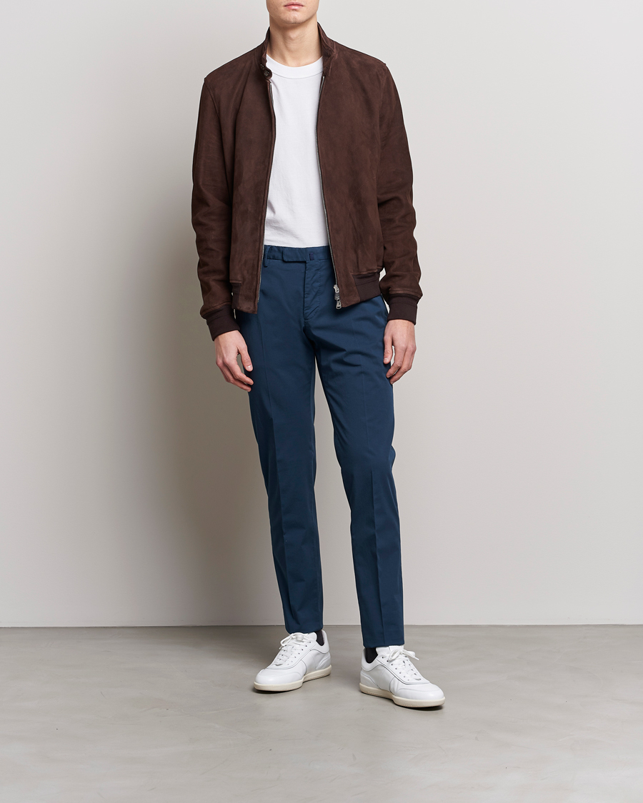 Incotex Slim Fit Chinolino Trousers Navy at CareOfCarl.com