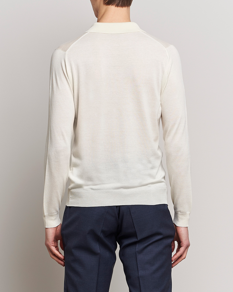 John Smedley Belper Wool/Cotton Polo Pullover Latte at CareOfCarl.com