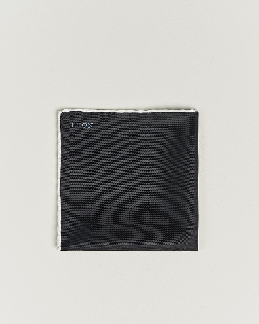 Eton Silk Pocket Square Black at CareOfCarl.com