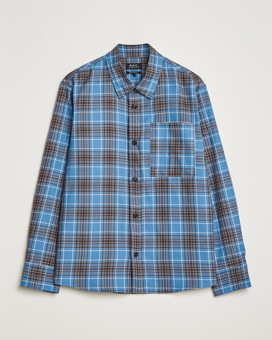 A.P.C. Graham Checked Overshirt Clear Blue at CareOfCarl.com