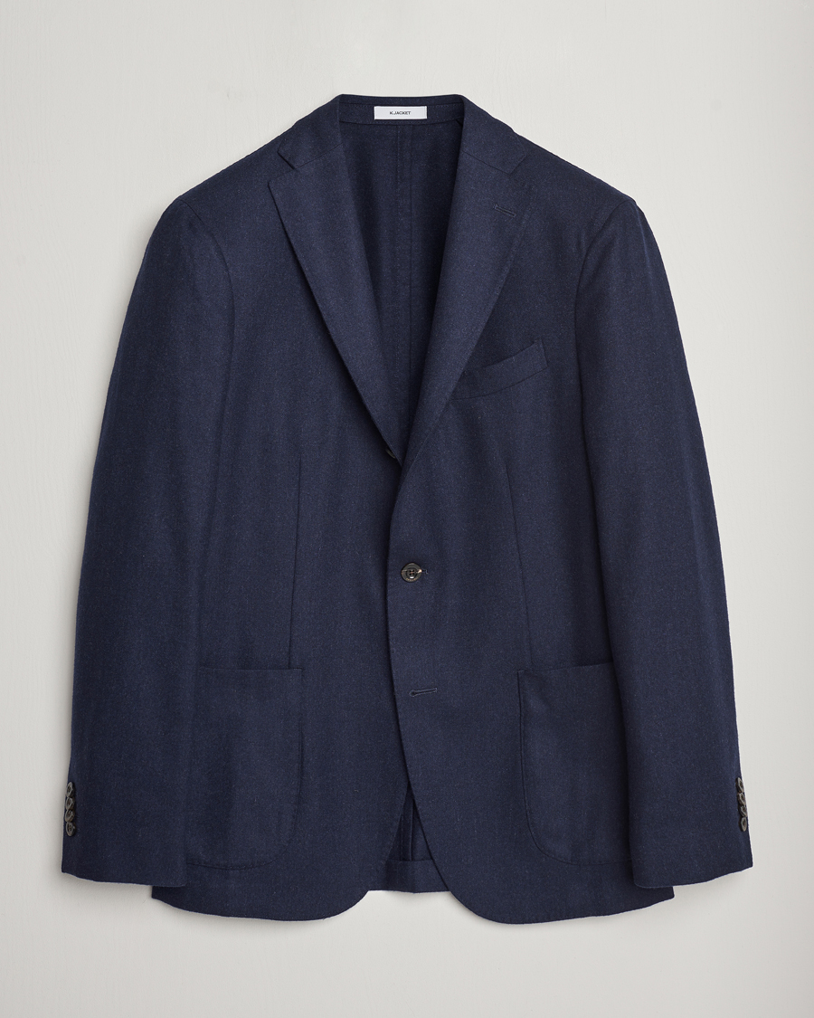 Boglioli K Jacket Washed Flannel Blazer Navy at CareOfCarl.com