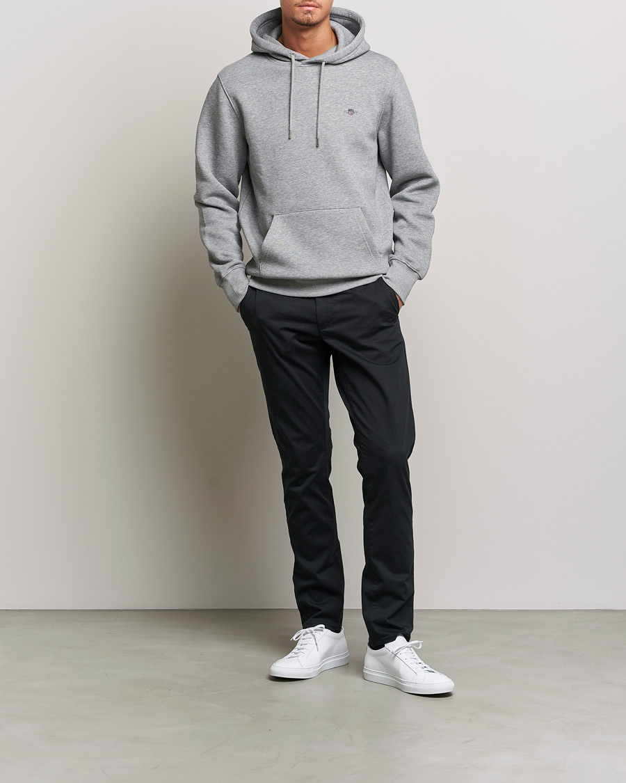 GANT Original Shield Logo Hoodie Grey Melange at CareOfCarl.com