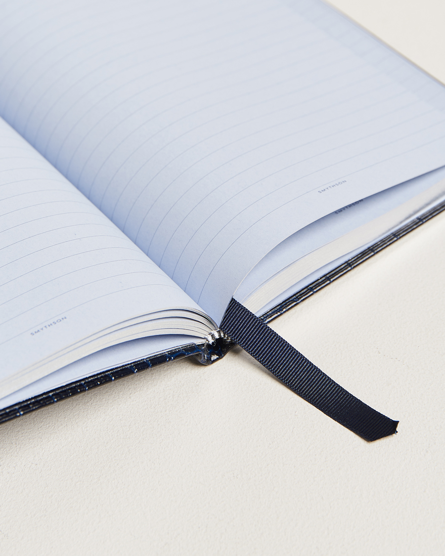 Smythson Mara Leather Notebook Navy at CareOfCarl.com