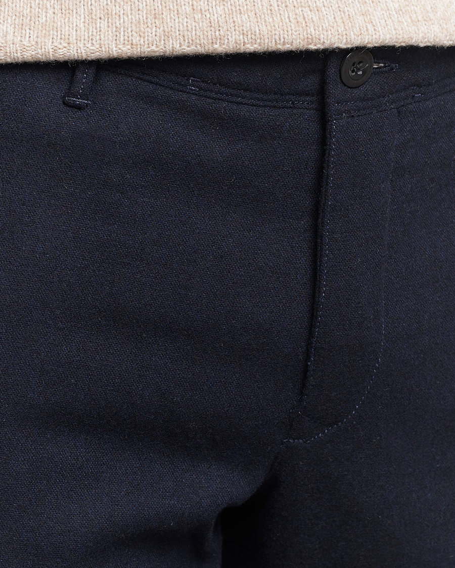 Incotex Slim Fit Washed Flannel Stretch Slacks Navy at CareOfCarl.com