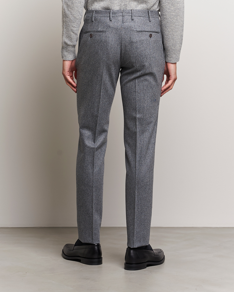 Incotex Slim Fit Carded Flannel Trousers Grey Melange at CareOfCarl.com