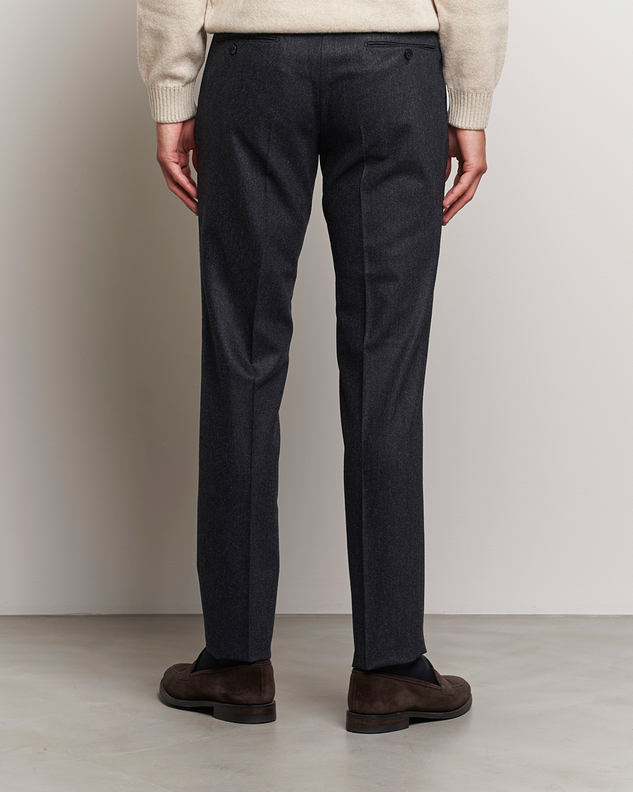 Incotex Slim Fit Carded Flannel Trousers Dark Grey at CareOfCarl.com