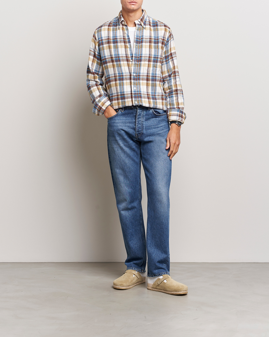 Gitman Vintage Button Down Triple Yarn Shirt Brown/White Check at CareOfCar