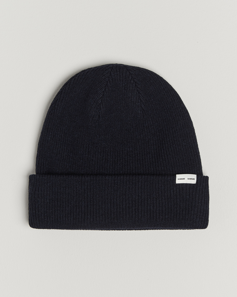 Samsøe & Samsøe Lambswool Beanie Salute Navy at CareOfCarl.com
