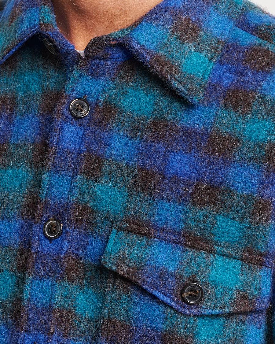 J.Lindeberg Carter Check Wool Mix Overshirt Surf The Web at CareOfCarl.com
