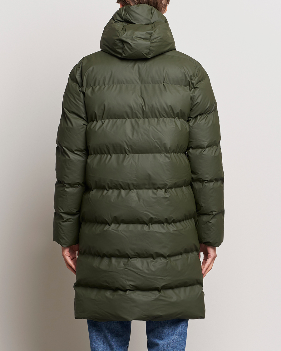 RAINS Alta Long Puffer Jacket Green at CareOfCarl.com