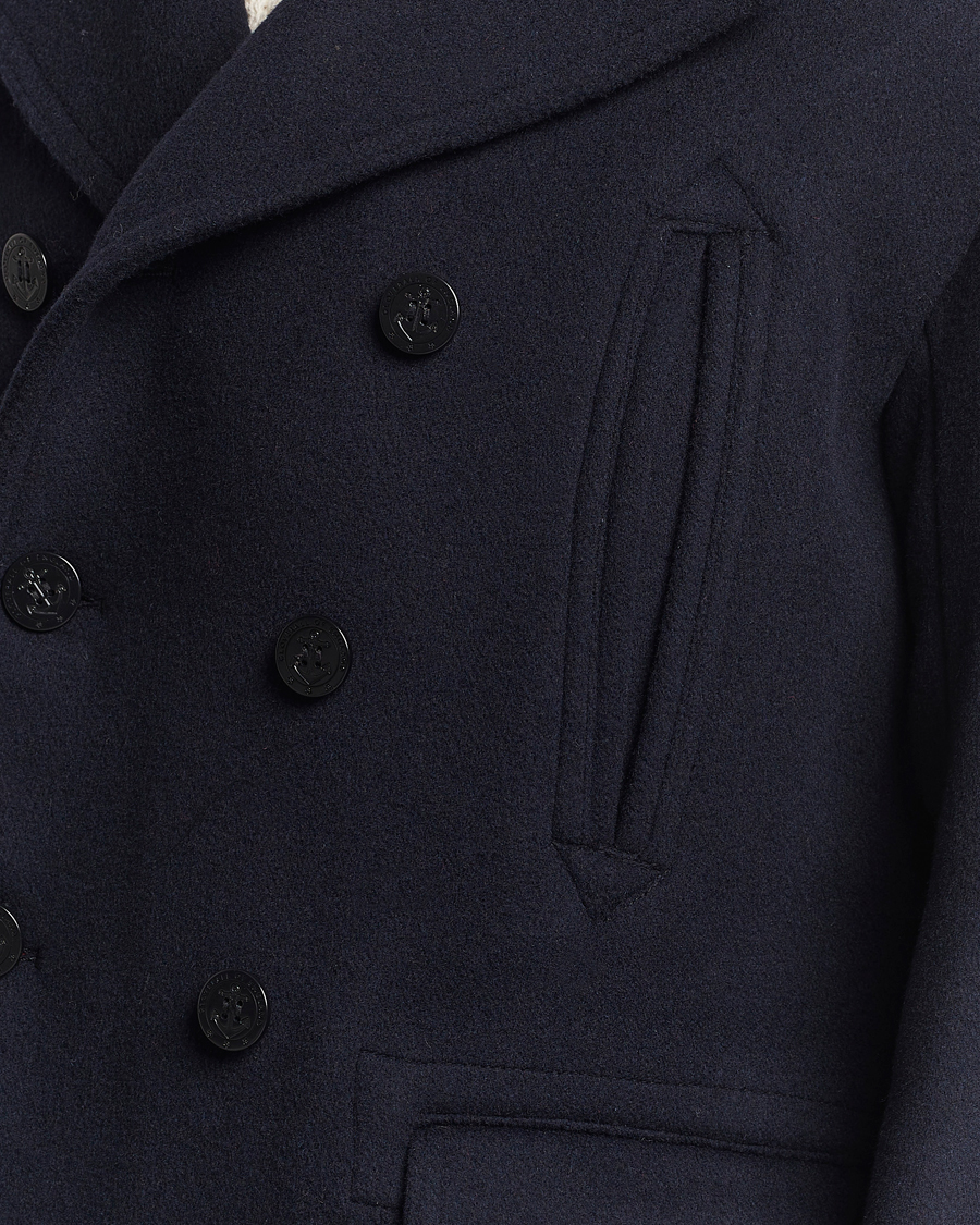 Gloverall Churchill Long Reefer Peacoat Navy Royal at CareOfCarl.com