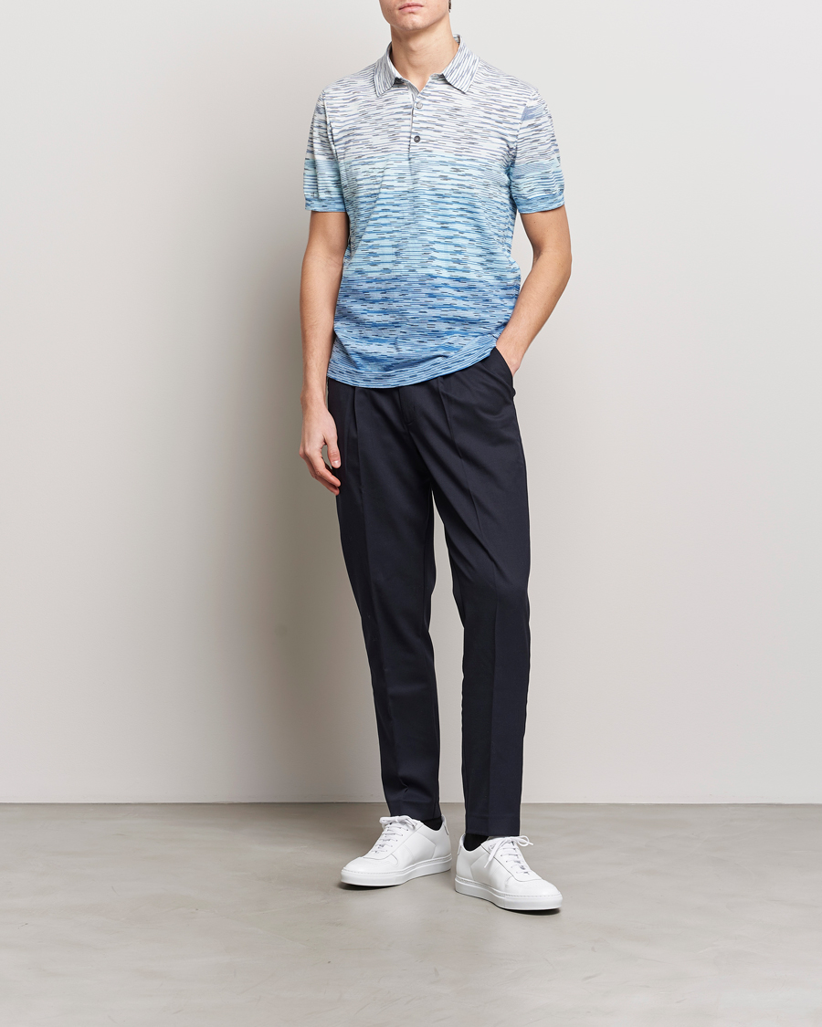 Missoni Space Dyed Knitted Polo White/Blue at CareOfCarl.com
