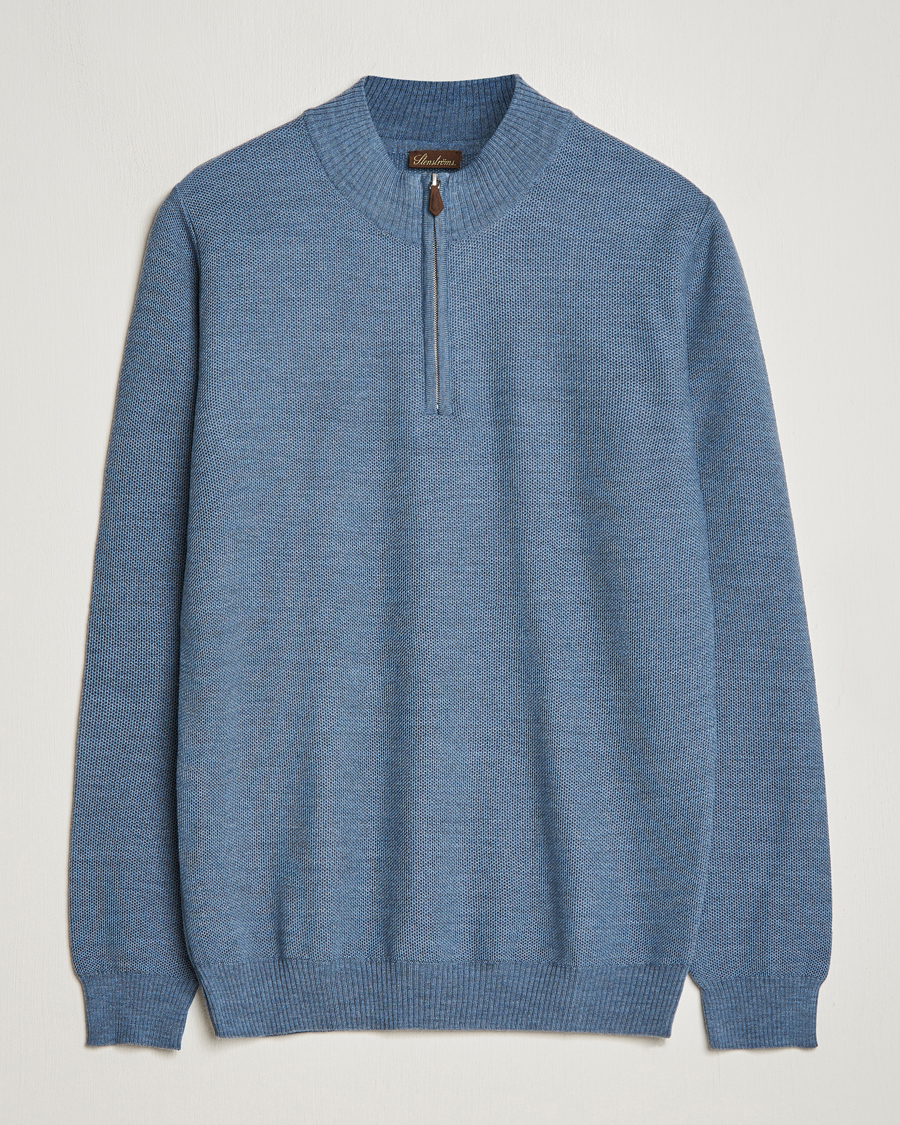 Stenströms Textured Merino Half Zip Blue at CareOfCarl.com