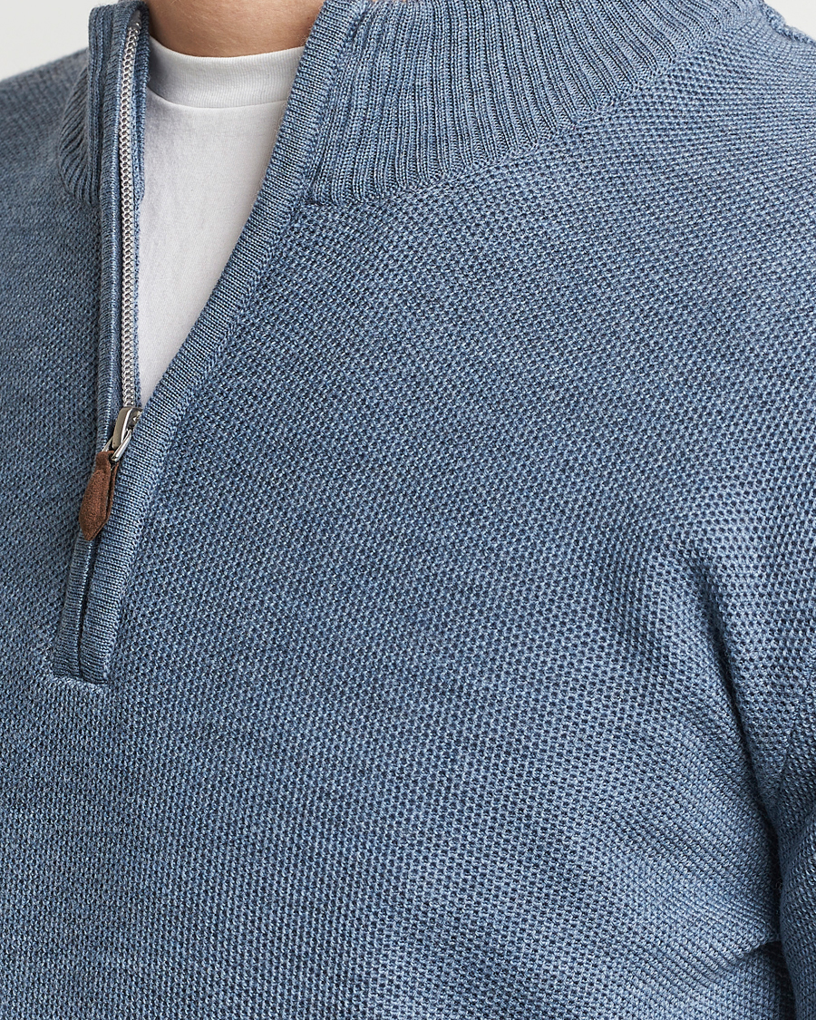 Stenströms Textured Merino Half Zip Blue at CareOfCarl.com