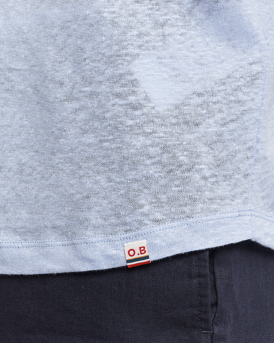 Orlebar Brown OB Linen Crew Neck Tee Soft Blue at CareOfCarl.com