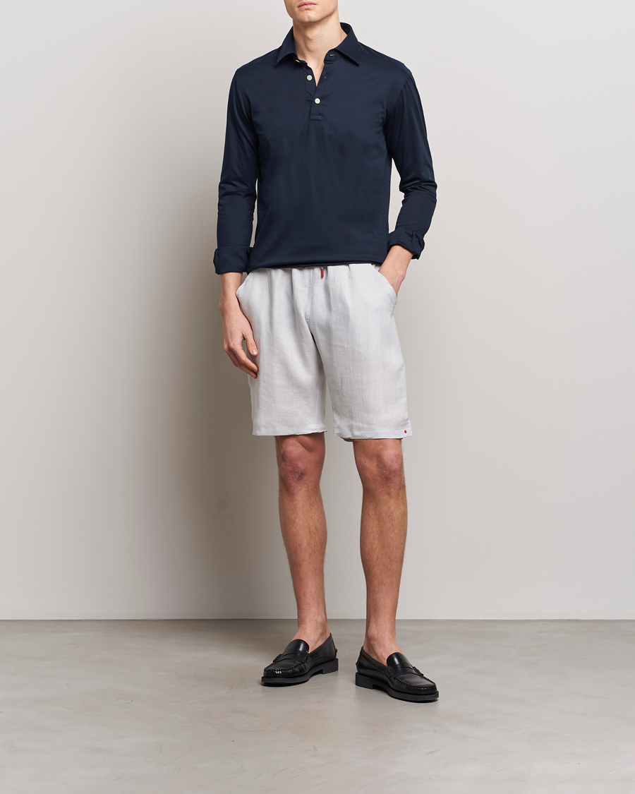Kiton Linen Drawstring Shorts Light Grey at CareOfCarl.com
