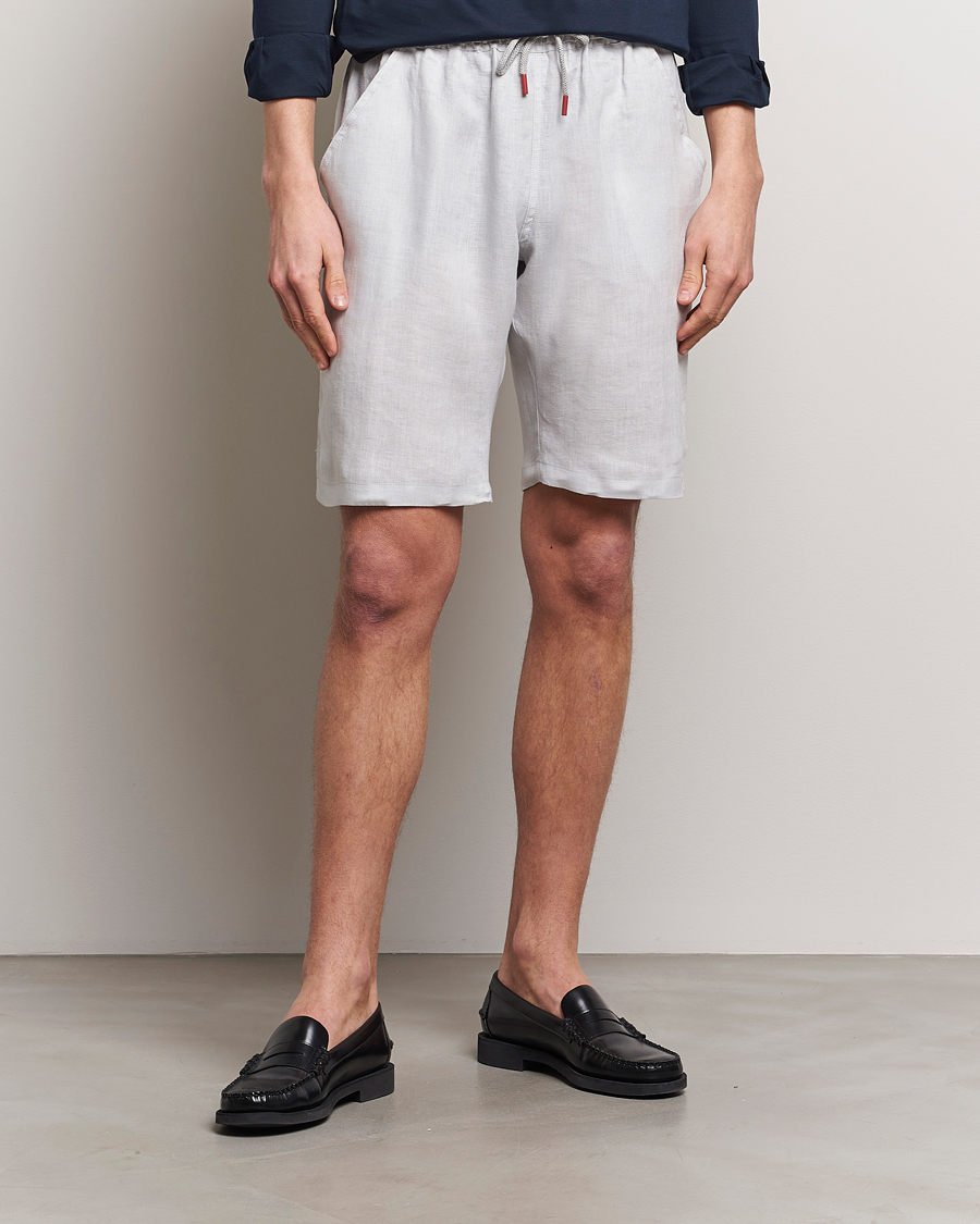 Kiton Linen Drawstring Shorts Light Grey at CareOfCarl.com