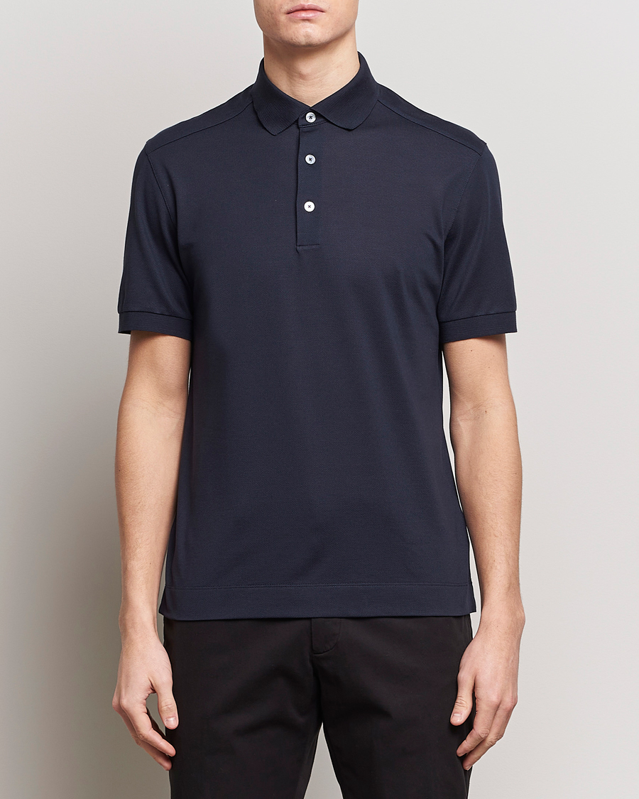 Zegna Cotton/Silk Polo Navy at CareOfCarl.com