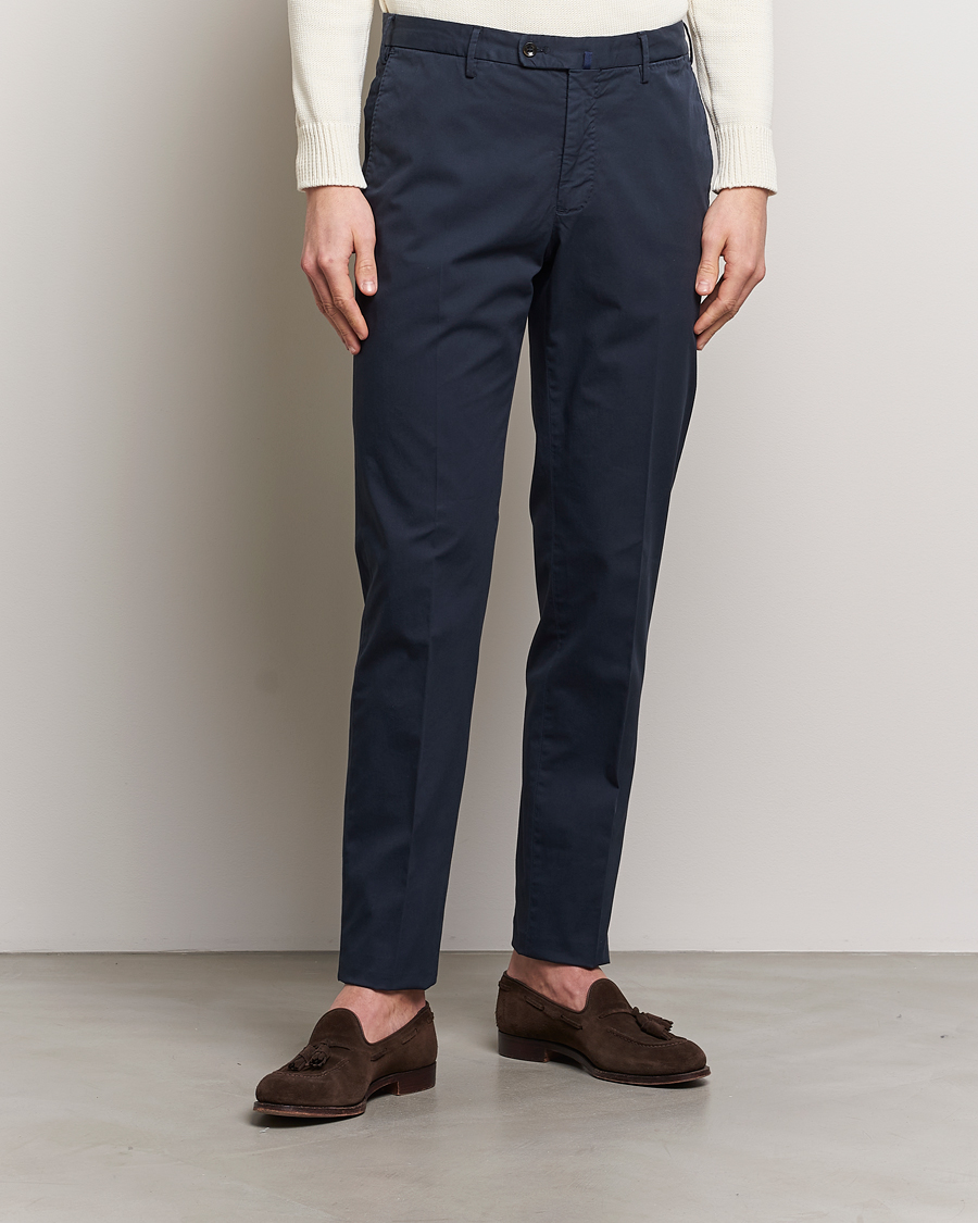 Incotex Slim Fit Soft Corduroy Trousers Navy at CareOfCarl.com