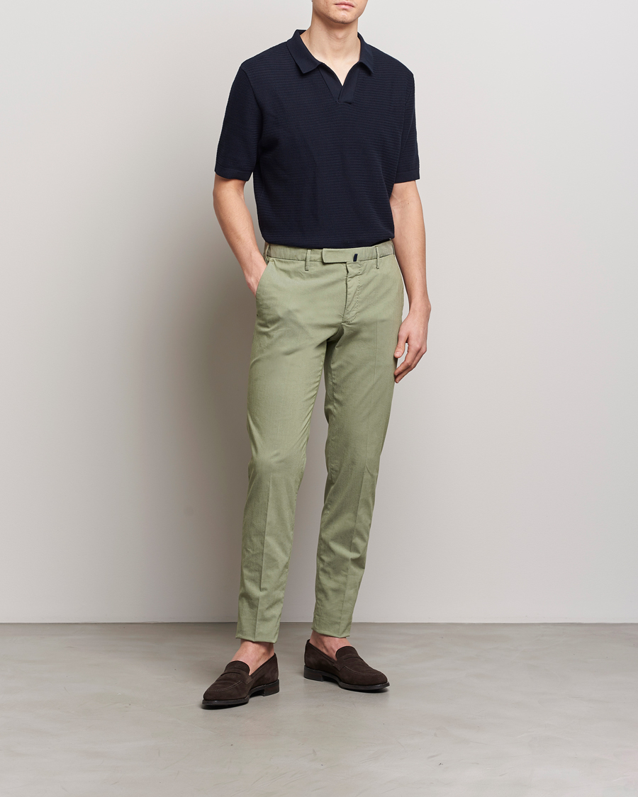 Incotex Slim Fit Washed Cotton Comfort Trousers Olive at CareOfCarl.com