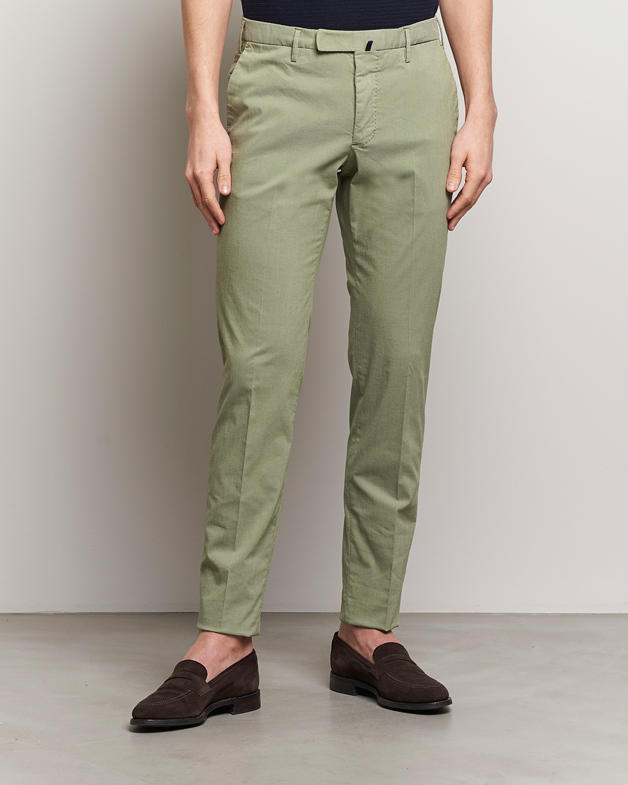 Incotex Slim Fit Washed Cotton Comfort Trousers Olive at CareOfCarl.com