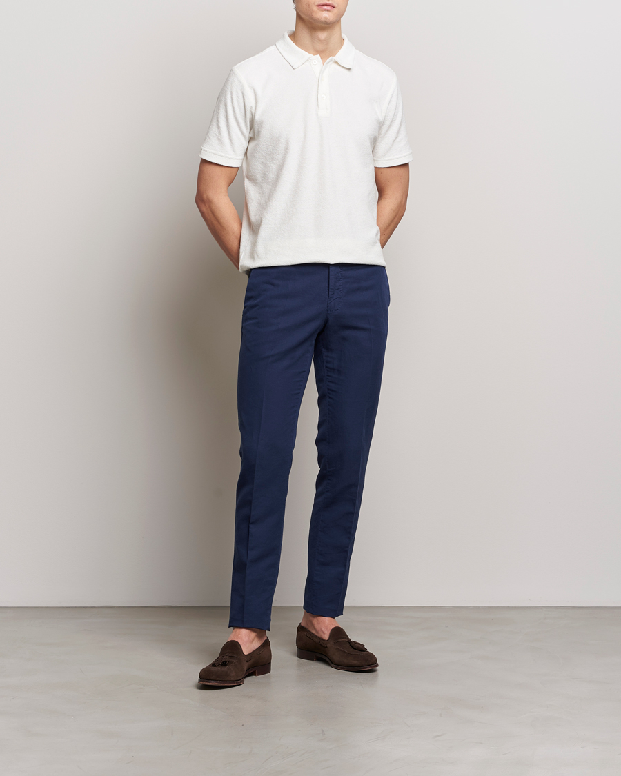 Incotex Slim Fit Chinolino Trousers Navy at CareOfCarl.com