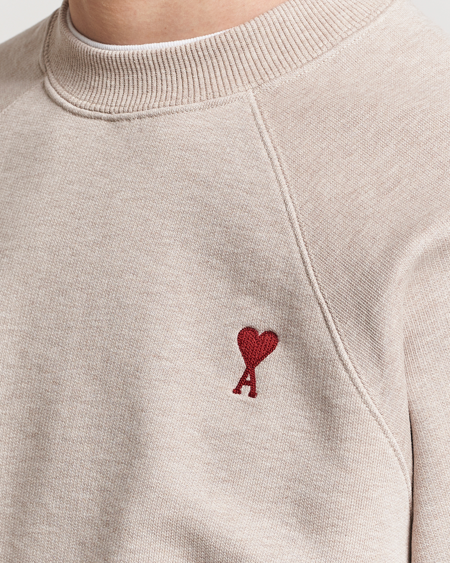 AMI Heart Logo Sweatshirt Heather Light Beige at CareOfCarl.com