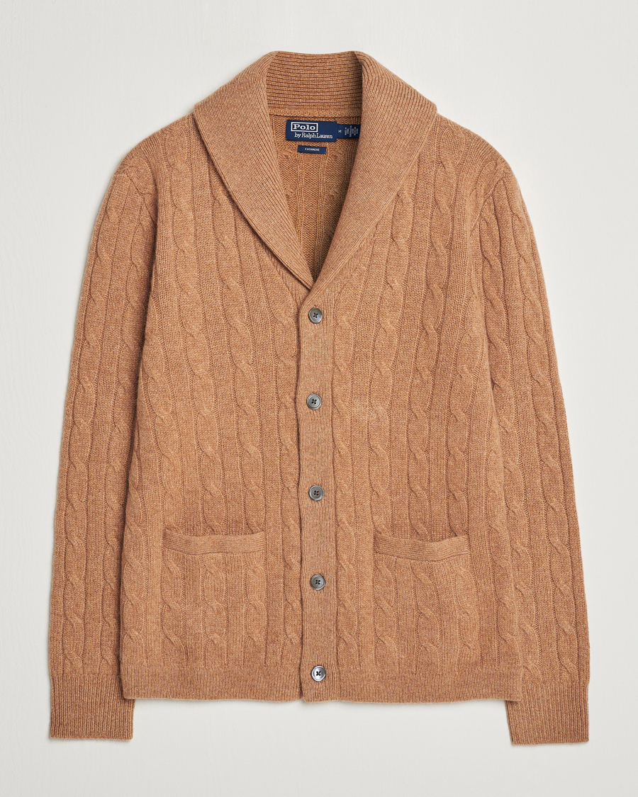 Polo Ralph Lauren Cashmere Cable Shawl Cardigan Brown Sugar Melange at Care