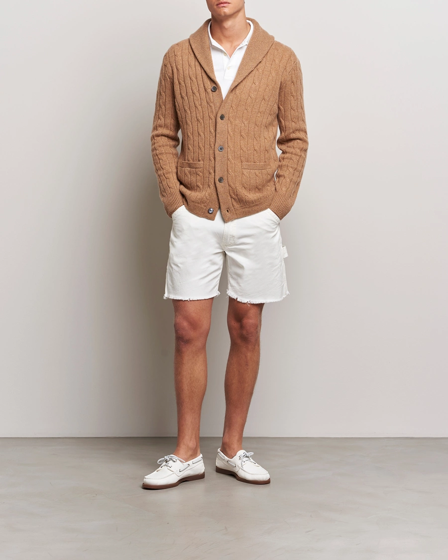 Polo Ralph Lauren Cashmere Cable Shawl Cardigan Brown Sugar Melange at Care