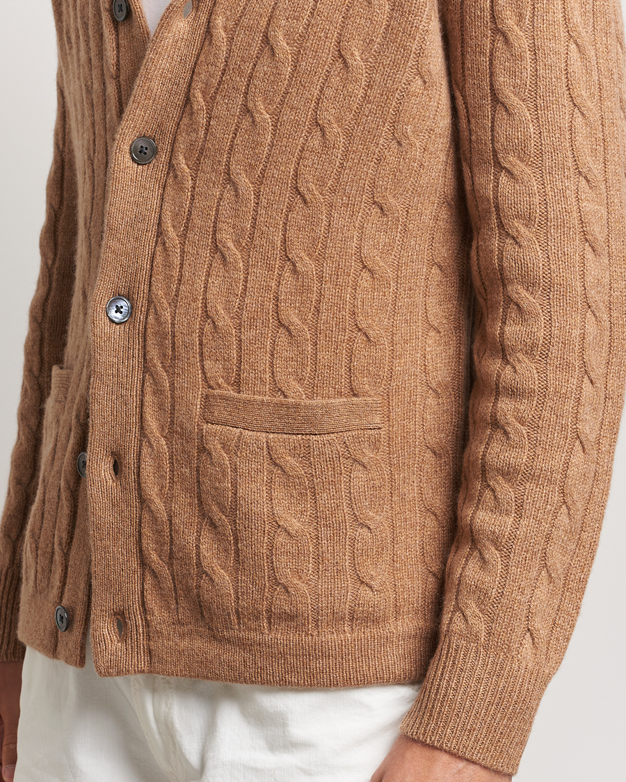 Polo Ralph Lauren Cashmere Cable Shawl Cardigan Brown Sugar Melange at Care